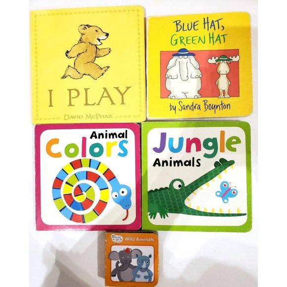 Other | 5 Wild Jungle Animal Theme Board Book Lot Simple Reading For ...